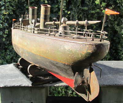 Marklin 75cm clockwork torpedo boat No72 original unique working motor ...