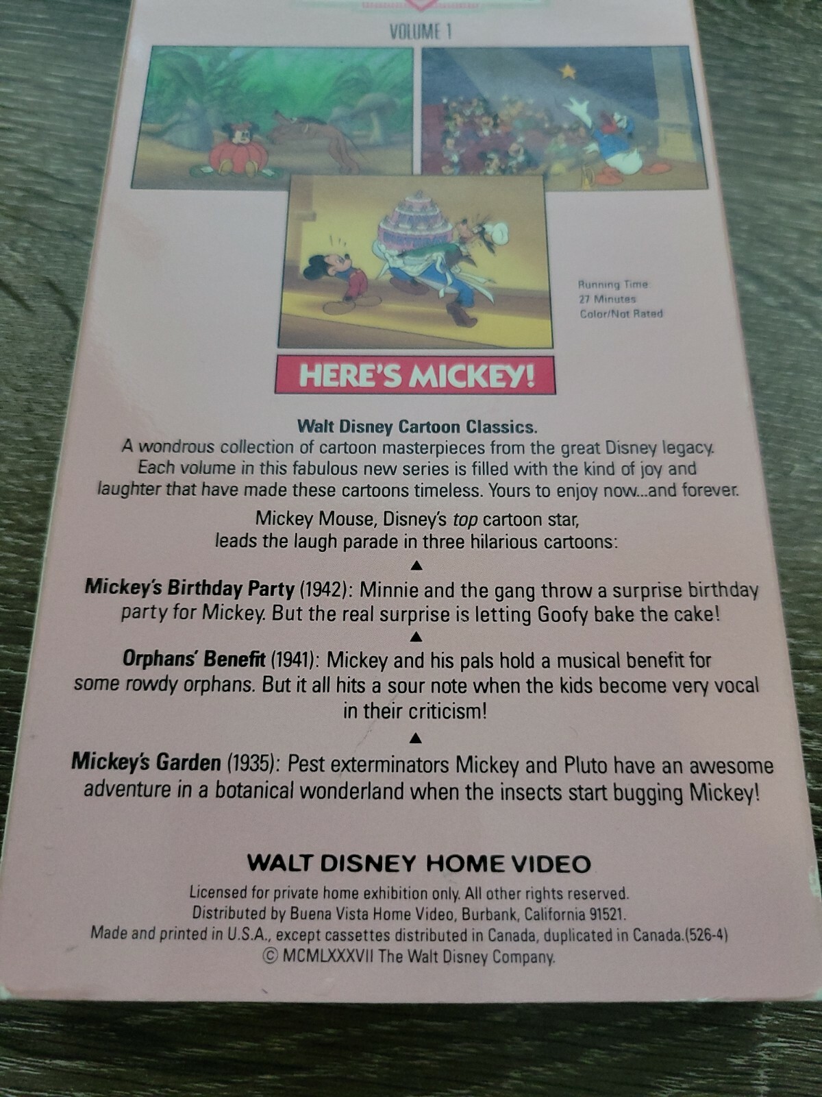 Walt Disney Cartoon Classics - Volume 1 - Here’s Mickey VHS 12257526035 ...