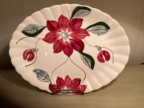 Blue Ridge Pottery Platter Poinsettia 13.25” X 10” Handpainted ...