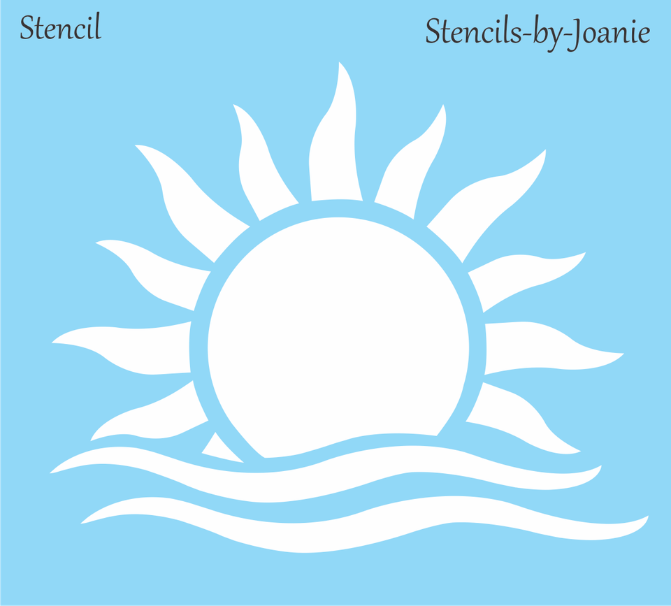 Stencil Joanie Sunset Wave Ocean Beach Fun Sun Summer Cabin Lake House ...