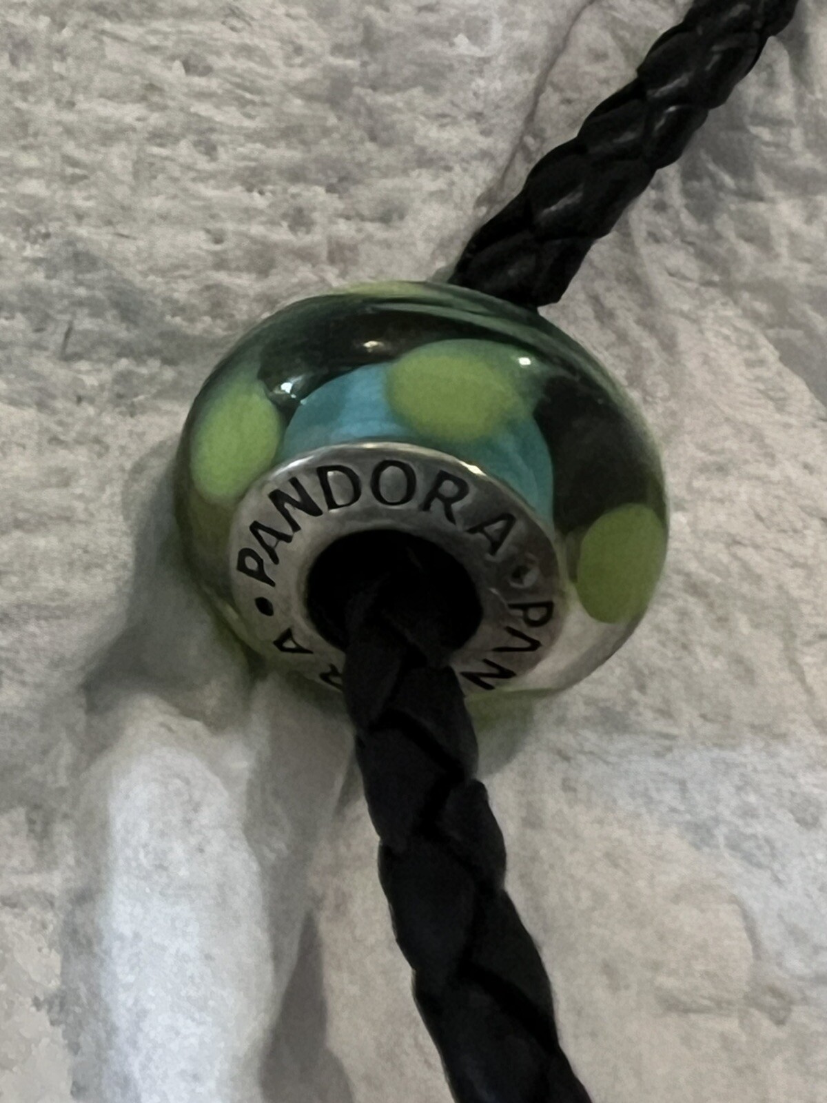 PANDORA Authentic Sterling Silver Murano Glass Heart CHARM, Blue Green ...