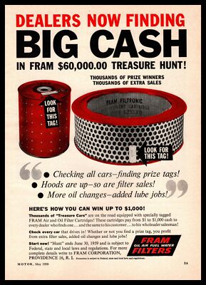 1959 FRAM Oil Air Fuel Water Filters Providence Rhode Island Vintage ...