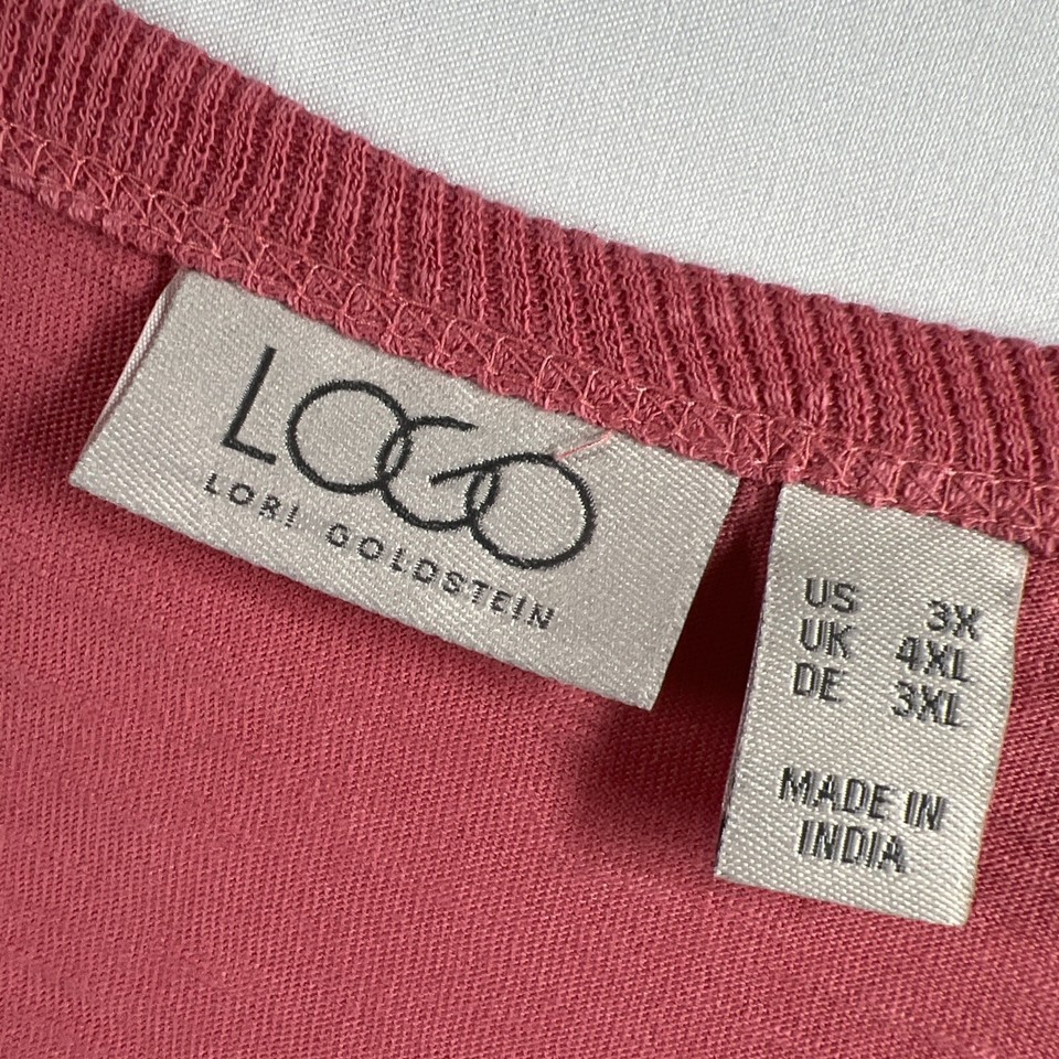LOGO Lori Goldstein Womens Tunic Top Plus 3X Coral Pockets Long Sleeve ...