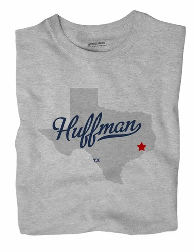 Huffman Texas TX Tex T-Shirt MAP | eBay