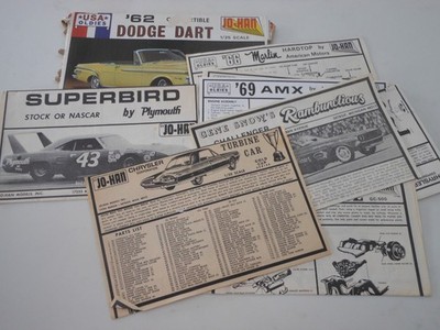 7 Vtg Jo-HAN Model Car Instruction Sheets | eBay