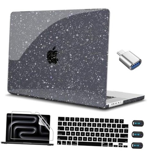Sparkly Glitter Star Case for MacBook Pro 14 Pro14inch-Sparkly Black ...