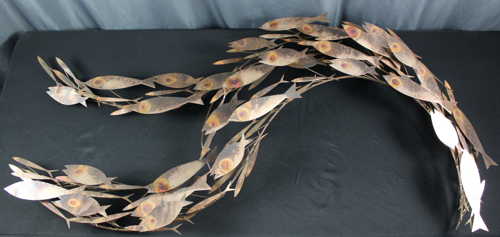 56" School of Fish brutalist metal wall sculpture signed C. Jere 1979 ...
