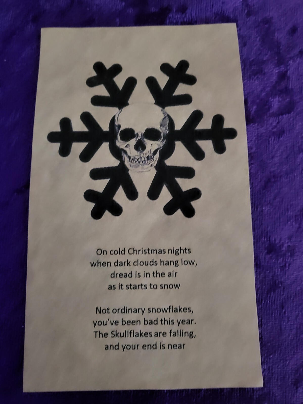 Skullflake Snowflake Christmas Stocking Hanger Halloween w/ Horror Poem ...