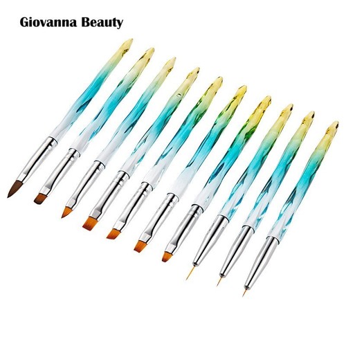 10pcs Set Acrylic UV Gel Nail ART DESIGN Painting Drawing Brush Diamond ...