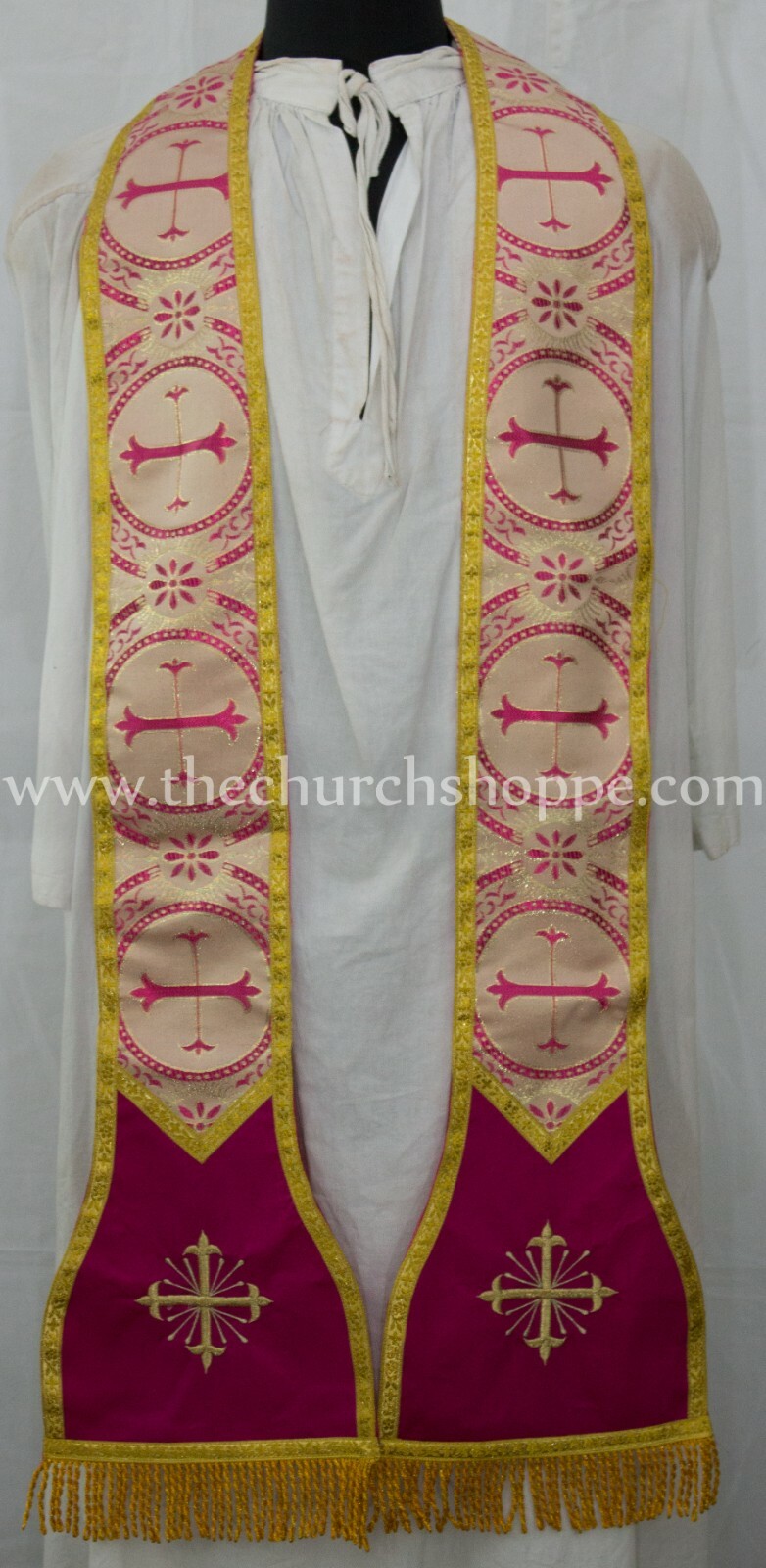 Metallic Dark Rose Roman Pelican Chasuble Fiddleback Vestment 5pcs set ...