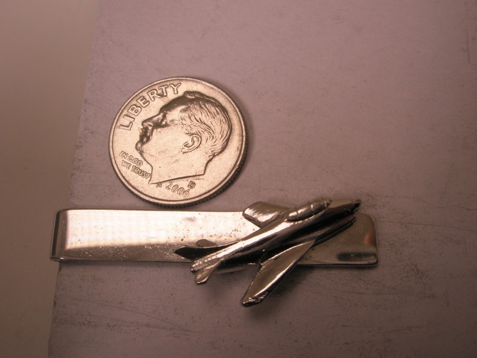 Fighter Jet Plane Vintage SWANK SMALL Tie Bar Clip aircraft frame ...