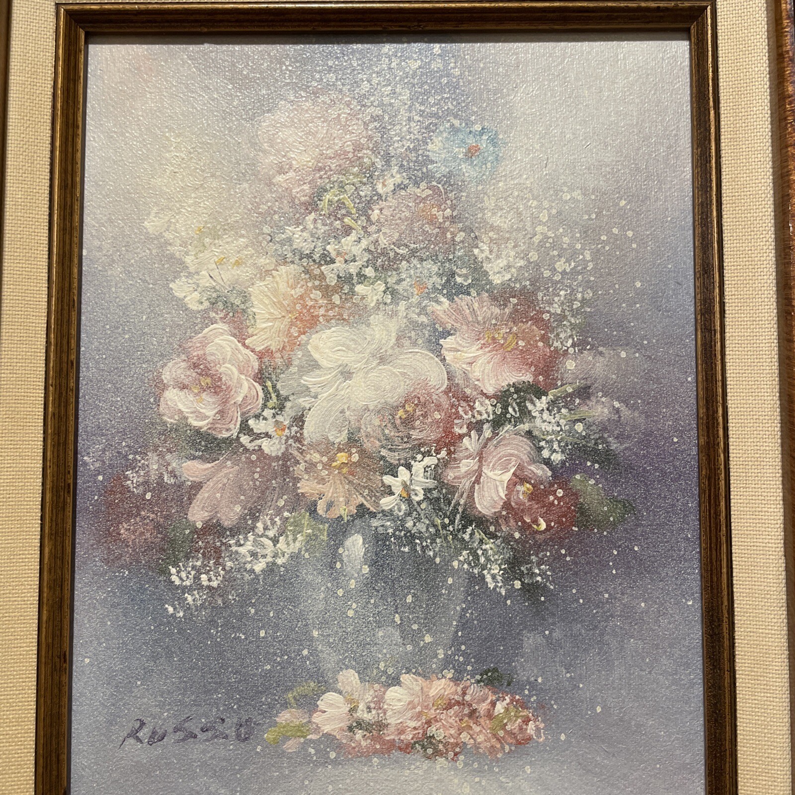 Original Oil On Board Framed Bouquet Signed RUSSO 8x10, 16x 18 W/ Frame ...