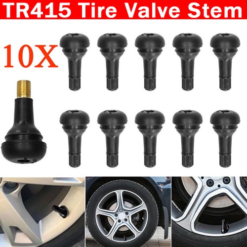 10Pcs TR415 Car Auto Snap In Tyre (Tire) Valve Rubber Tubeless Short ...