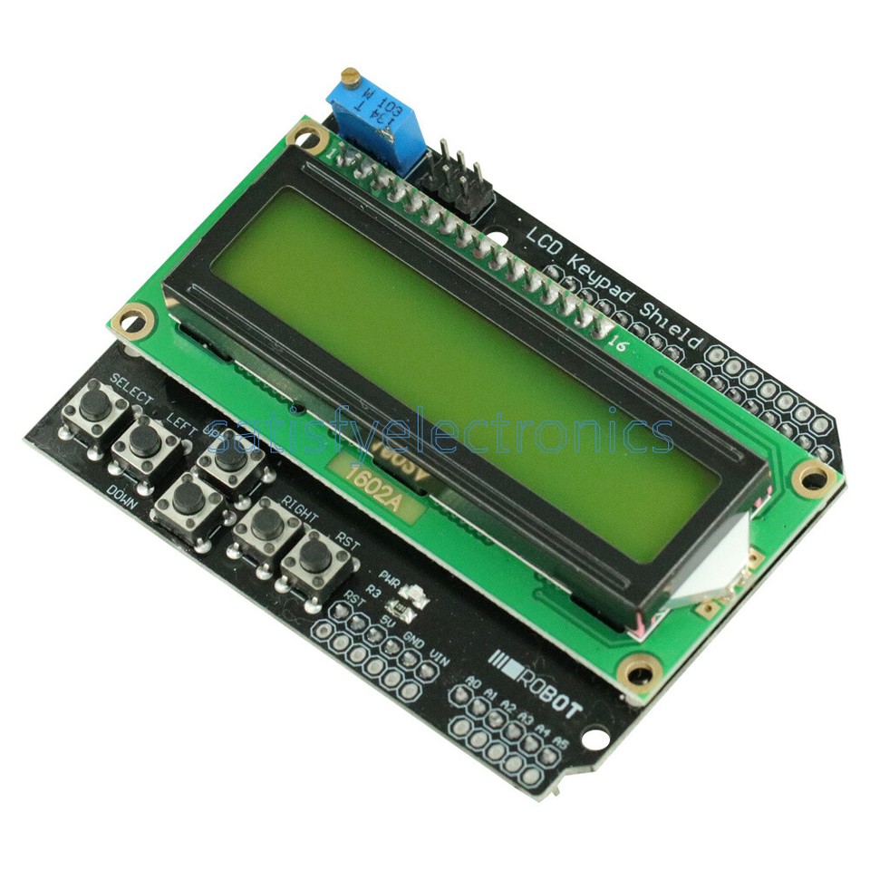 1602 Yellow Backlight LCD Keypad Board Shield for Arduino LCD ATMEGA328 ...