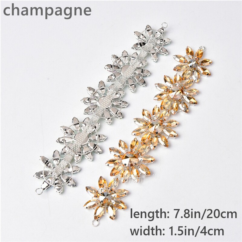 1X Flower Diamante Rhinestone Crystal Trimming Chain Patch Sewing DIY ...