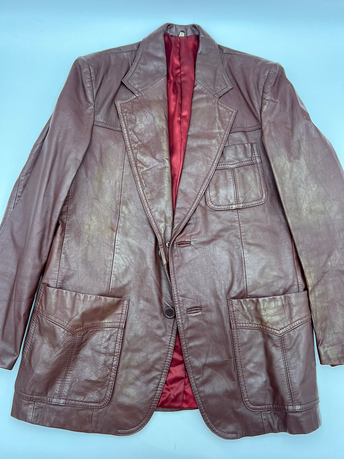 VINTAGE JAS K WILSON LEATHER OUTER SATIN LINER 2 BUTT… - Gem