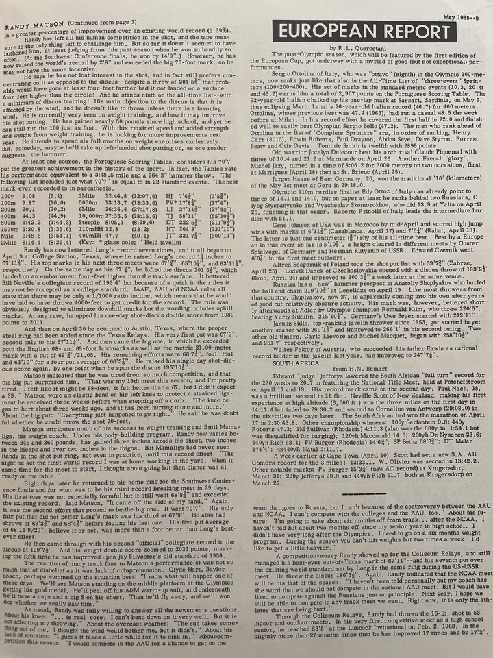 1965 Track and Field News May Randy Matson, Brutus Hamilton | eBay