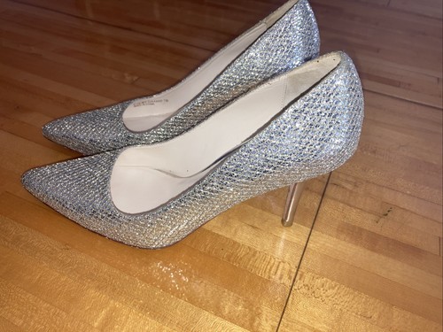 Cole Hahn Silver Glitter Sequin Heels Size 7B | eBay