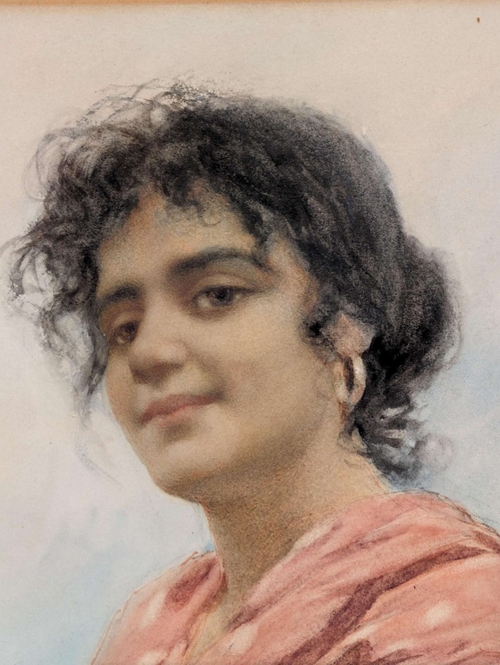 Vittorio Tessari watercolour portrait of a lady, early 20th century ...