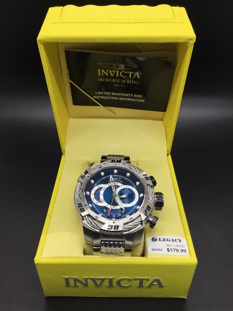 Invicta 34159 Speedway 50mm Blue Dial Quartz Silver Tone Bracelet Watch ...