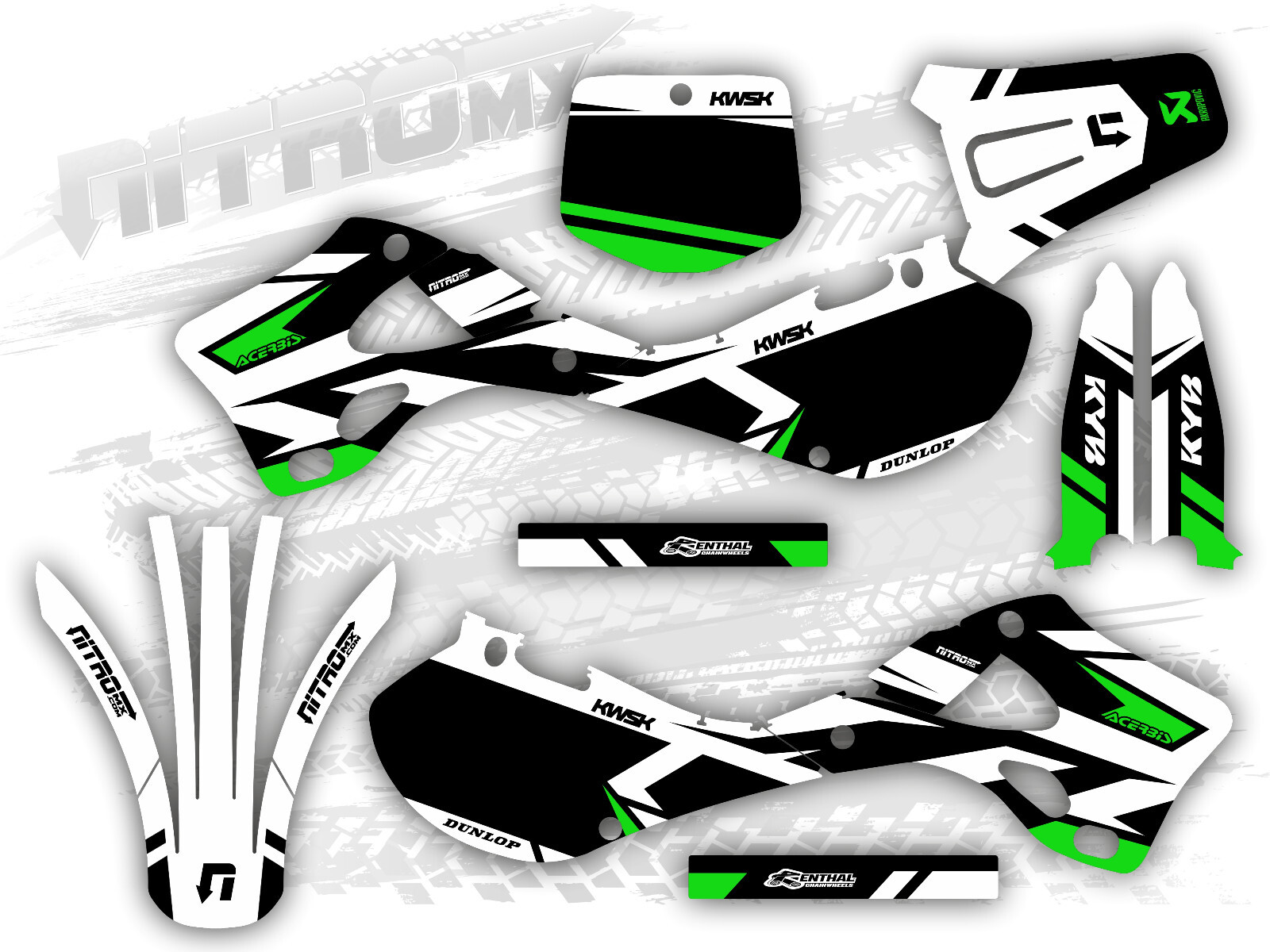 Graphics Kit fits Kawasaki KX 125 250 KX125 KX250 1999 2000 2001 2002 ...
