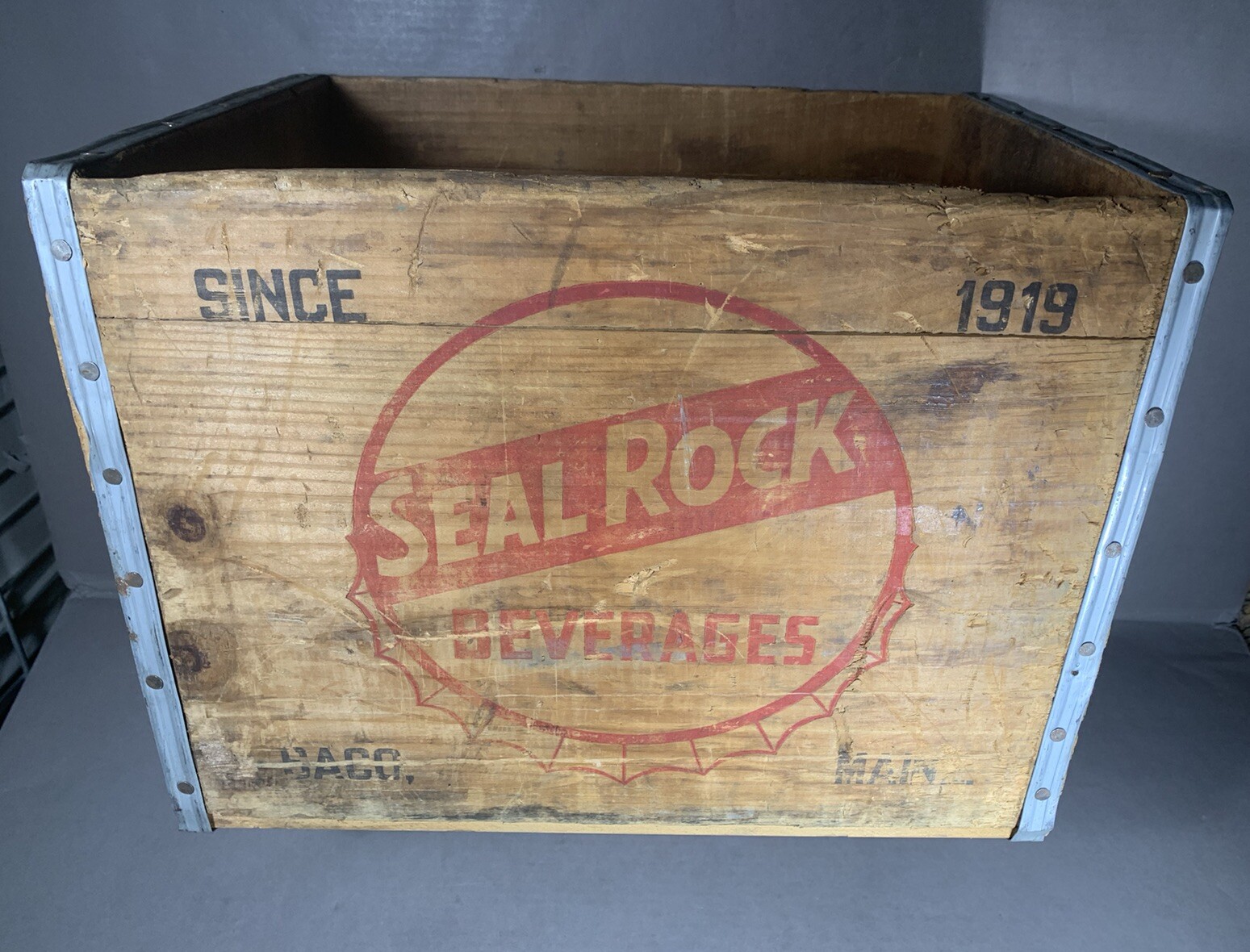 SEAL ROCK Spring Beverages ~ Saco, Maine ~ Vintage Wooden Soda Crate ...