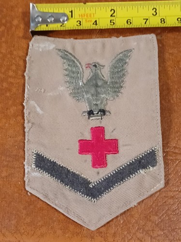 WW2 Rare US Navy Corpsman 3rd Class Rate USMC Silver Red Tan Twill ...