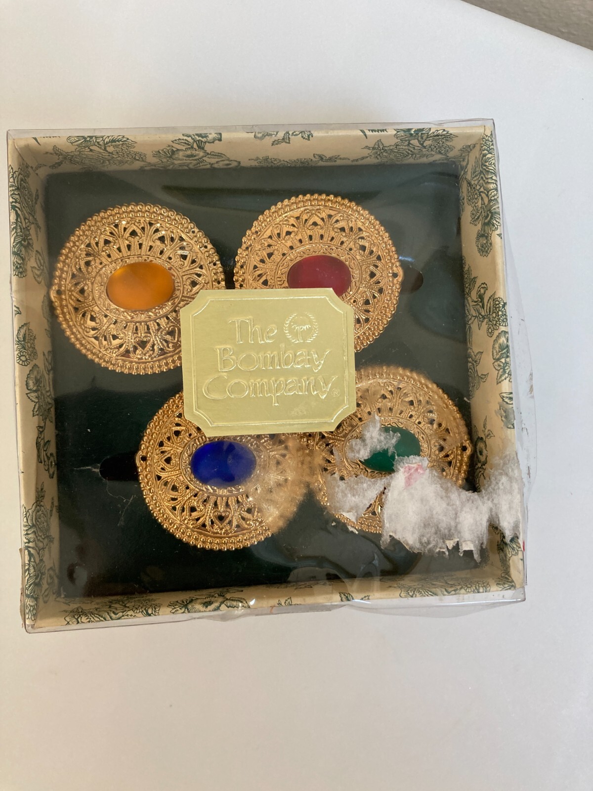 The Bombay Company gold with gem napkin rings - Set of 4 #1839526 | eBay