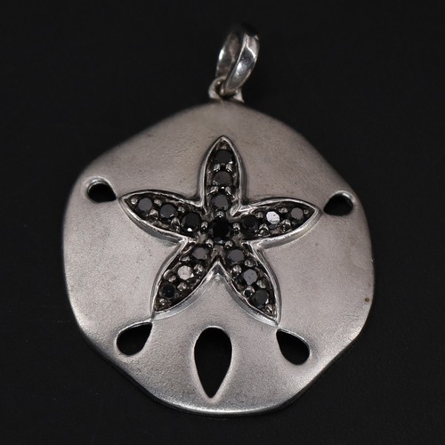 Sterling Silver DESIGNER SB Black Topaz Sand Dollar Shell Necklace ...