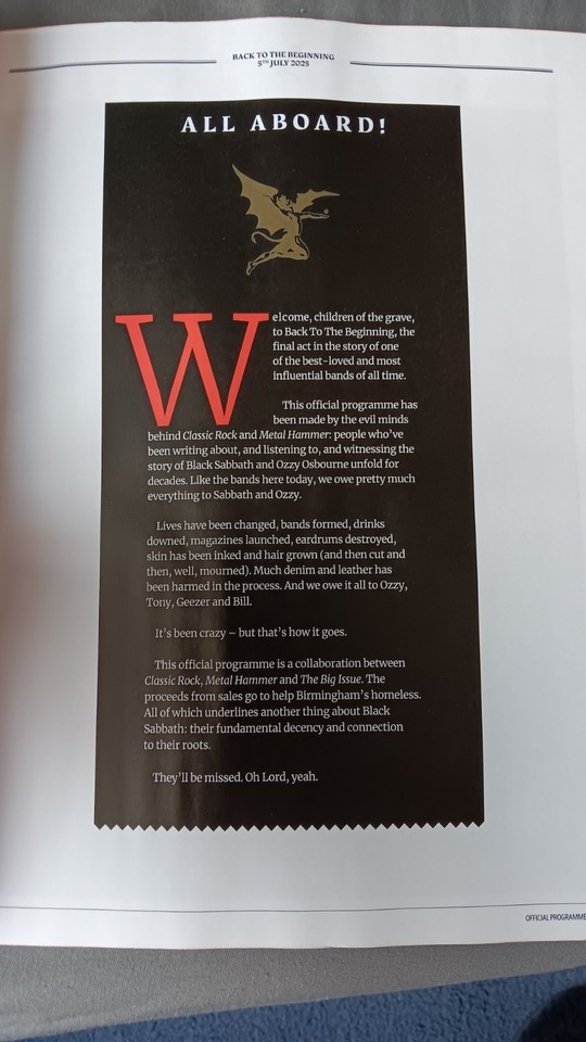 Black Sabbath Back To The Beginning Official Programme | eBay UK