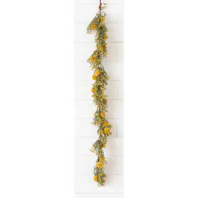 New Primitive Farmhouse MUSTARD BILLY BUTTONS FLORAL GARLAND Swag Vine ...