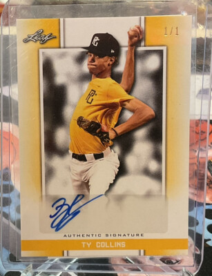 2019 Leaf Perfect Game Ty Collins Blank Back Yellow Auto 1/1 | eBay