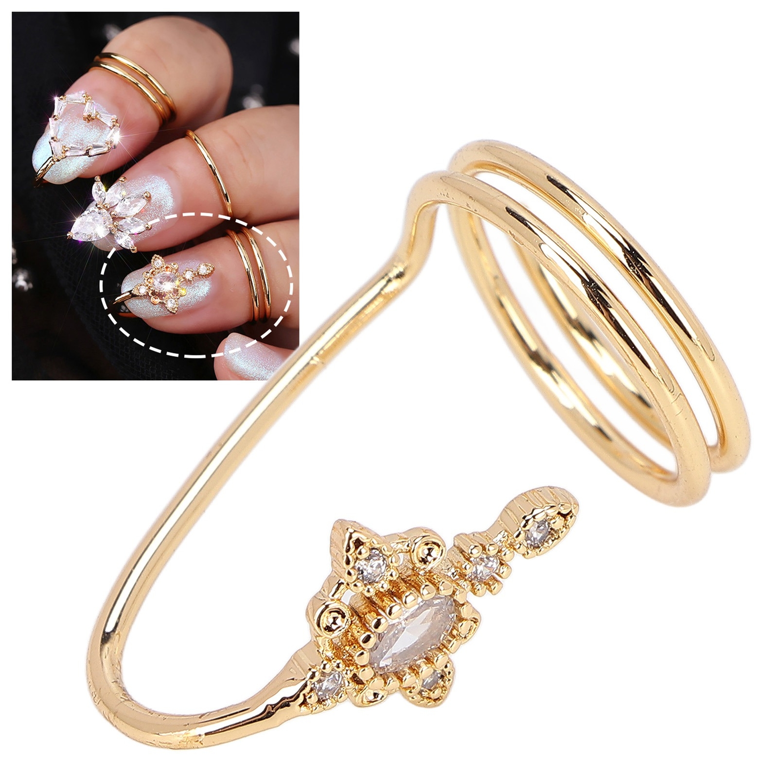 Women Finger Nail Ring Electroplated Copper Fashionable Fingernail ...