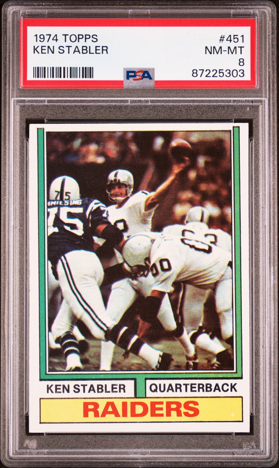 1974 TOPPS FOOTBALL #451 KEN STABLER OAKLAND RAIDERS HOF PSA 8 | eBay