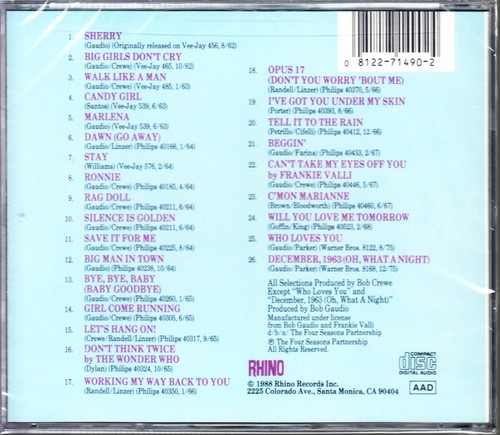 Anthology by Frankie Valli & the Four Seasons/The Four Seasons (CD, Sep ...