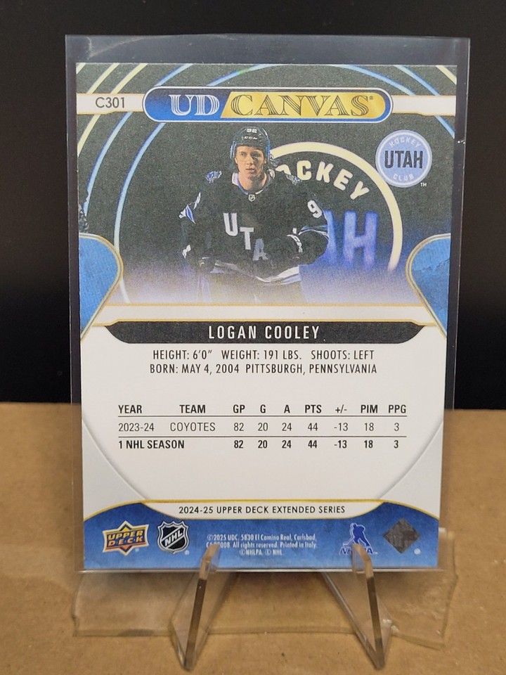 2024-25 UD Extended Series UD Canvas Logan Cooley #C301 Utah Hockey ...