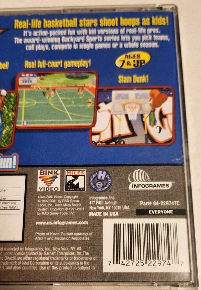 Backyard Basketball PC CD-Rom 2001 Windows Mac Humongous Sports Kids ...