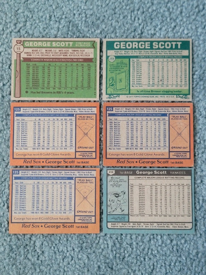 George Scott Baseball Card Mixed Lot of approx 6 Cards | eBay