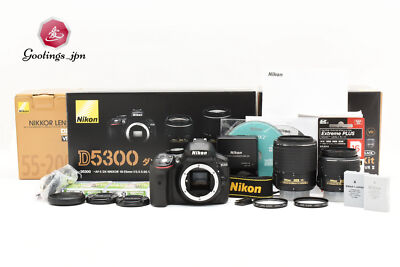 [Top MINT in Box] Shot : 3879 Nikon D5300 Black w/ 18-55 + 55-200mm ...