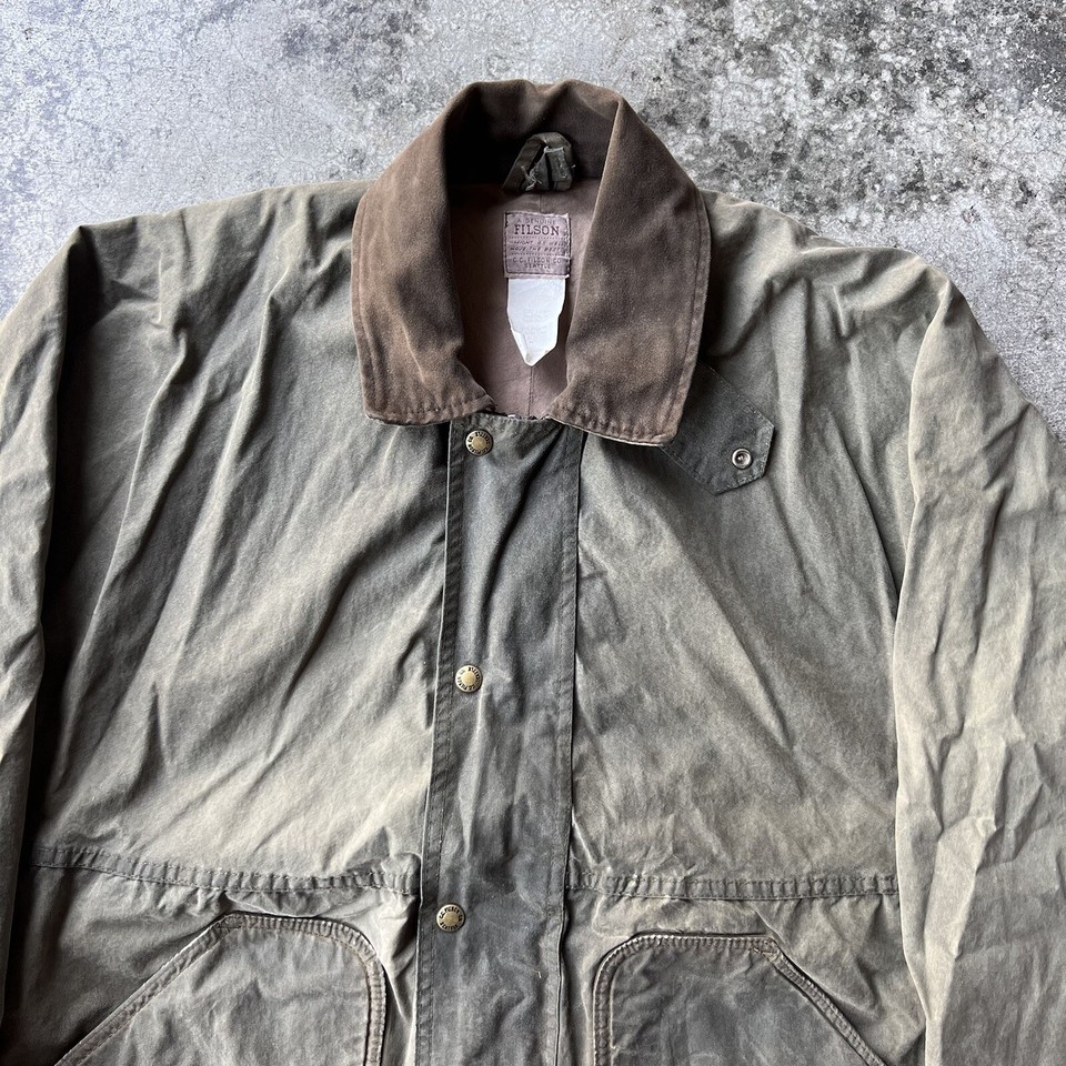 Vintage Filson Foul Weather Tin Cloth Waxed Field Jacket Mens Size ...