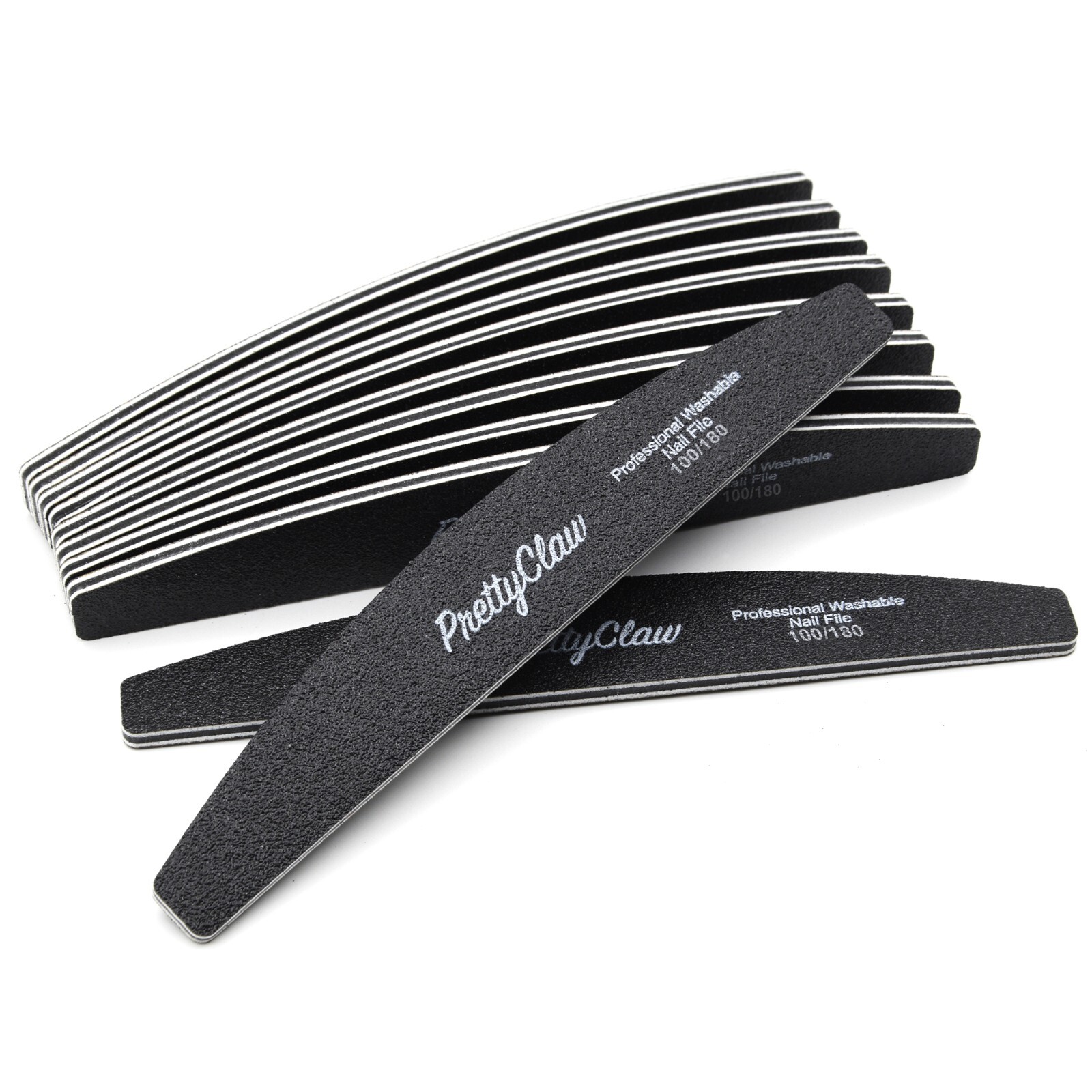 10pc Professional Nail Files Acrylic Nail File Half Moon Black File 100 ...