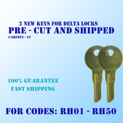 RH01-RH50. Pair of keys for Delta Tool Box Locks. Cut To Code by a ...