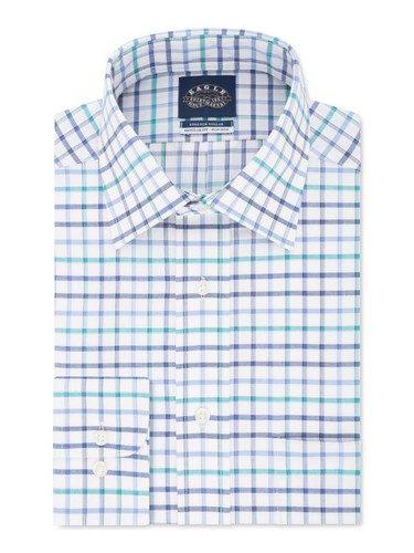 EAGLE Mens White Collared Classic Fit Stretch Dress Shirt L 16.5- 32/33 ...
