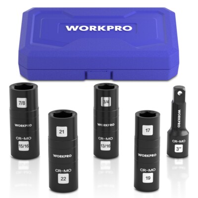 WORKPRO 5PC Impact Socket Set 1/2" Dr Lug Nut Wheel 3" Extension Bar ...