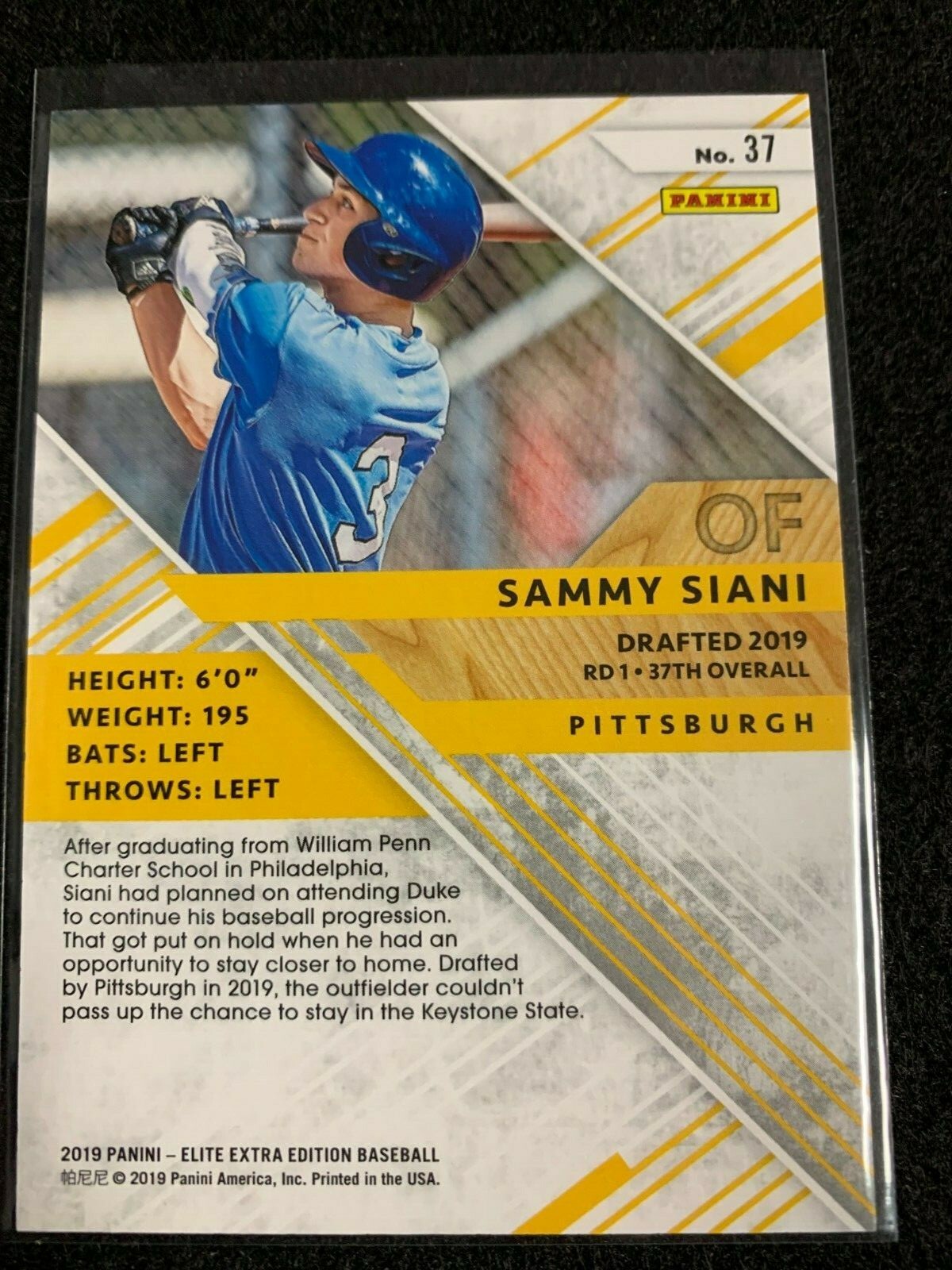 2019 Panini Elite Extra Edition - Aspirations Blue #37 Sammy Siani /75 ...