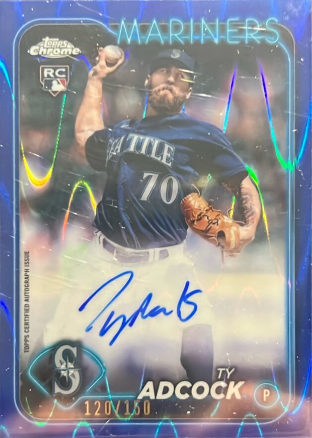 2024 Topps Chrome Rookie Autographs#RA-TA Ty Adcock Blue RayWave ...