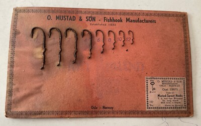 Vintage O. Mustad & Son Fish Hook Salesman Sample Card Norway Original ...