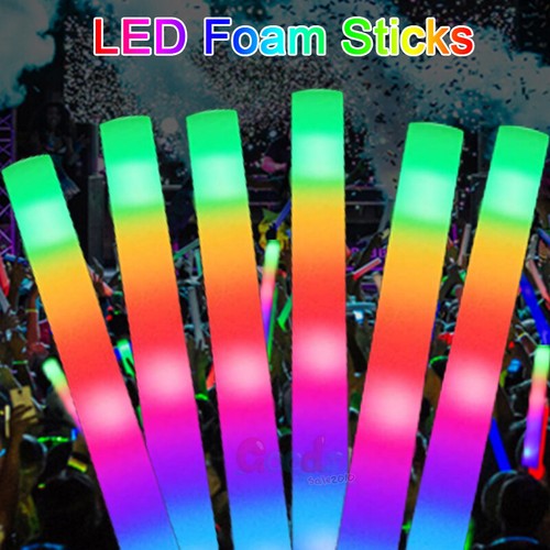 24PCS Light Up LED Foam Sticks Wands Rally Flashing Glow Party Xmas ...