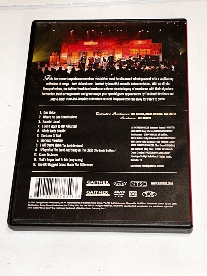 Gaither Vocal Band Pure And Simple Vol One Gospel Music Video Dvd 5G11 ...