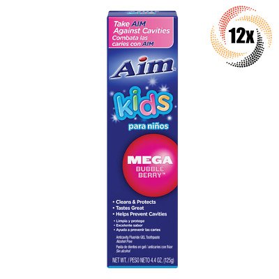 12x Packs AIM Kids Mega Bubble Berry Anticavity Fluoride Gel Toothpaste ...